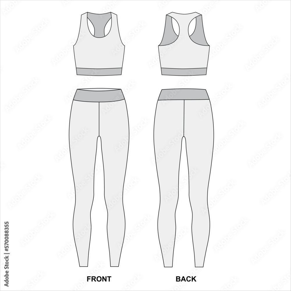 Vector drawing of a body-hugging women's tracksuit. Outline vector ...