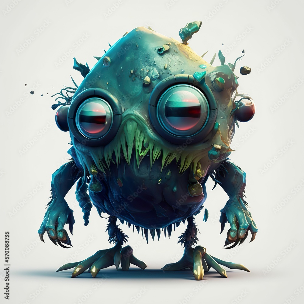 Monster alien cute cool funny cartoon character illustration sci-fi ...