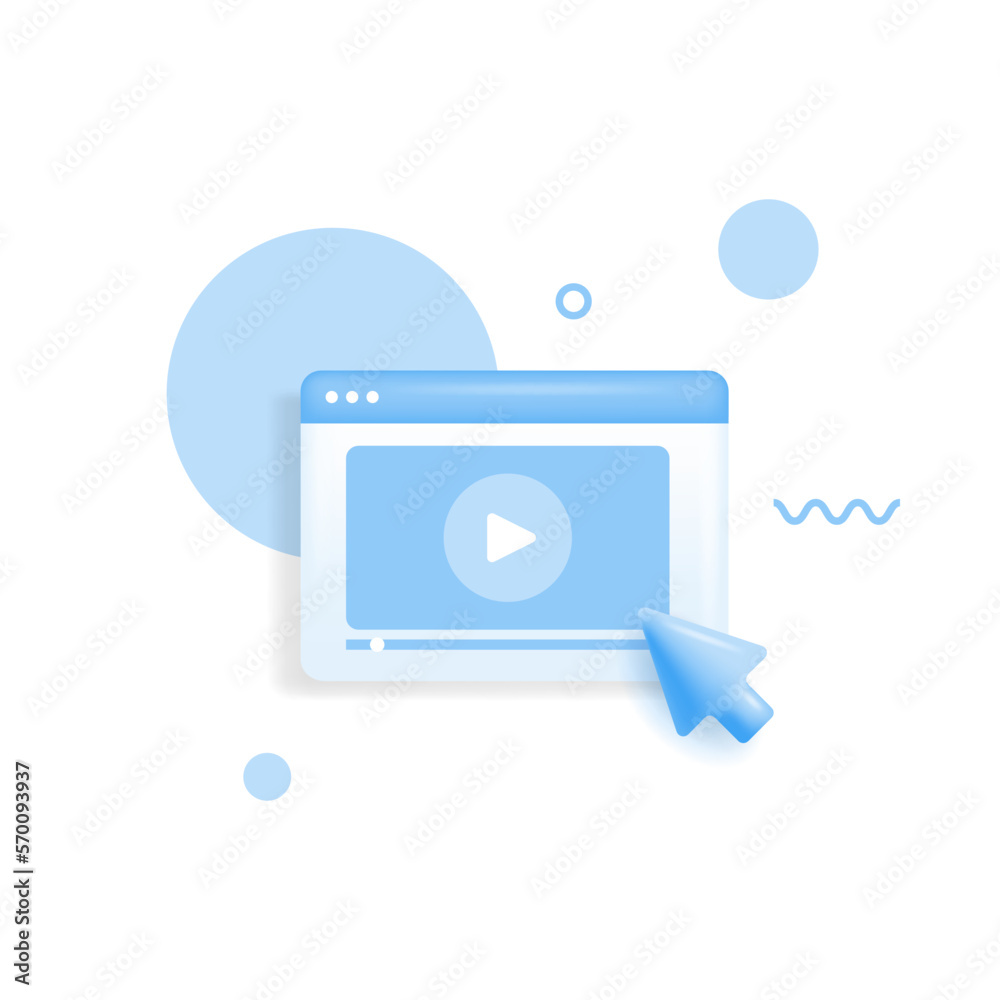 Video player, ui play button with cursor. Video, streaming, interface ...