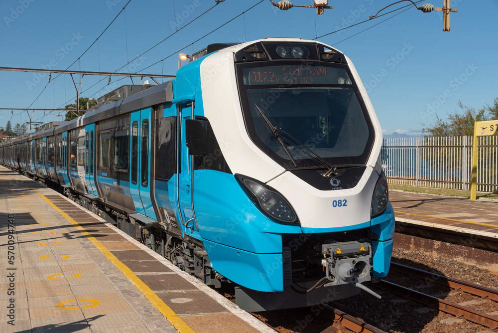 St James Station, Cape Town, South Africa. 2023. Drivers cab of the new ...