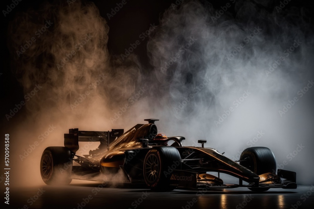 modern formula bold car with smoke background, generative ai | Uwalls.co.uk