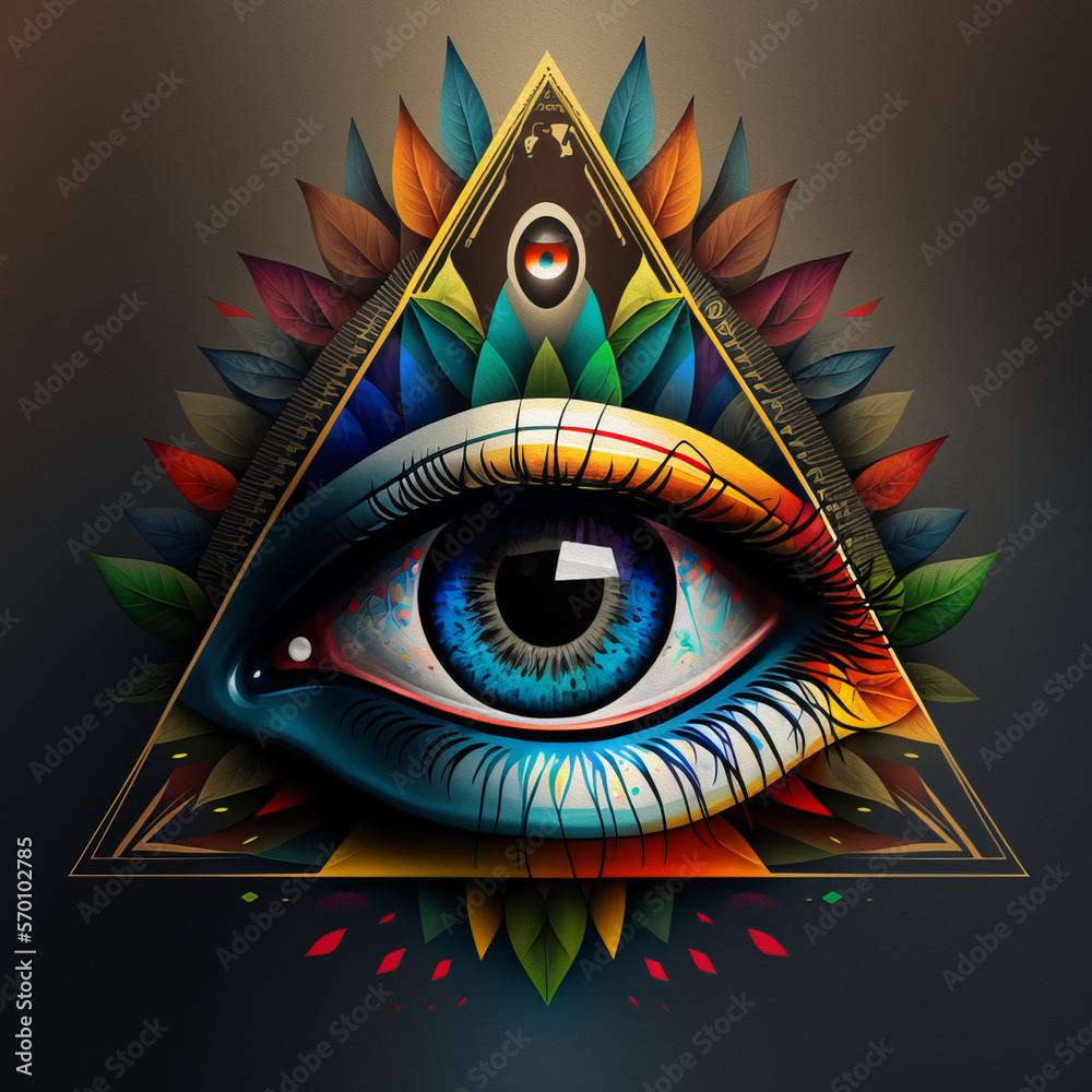 All Seeing Eye, Illuminati conspiracy theory illustration in triangle ...