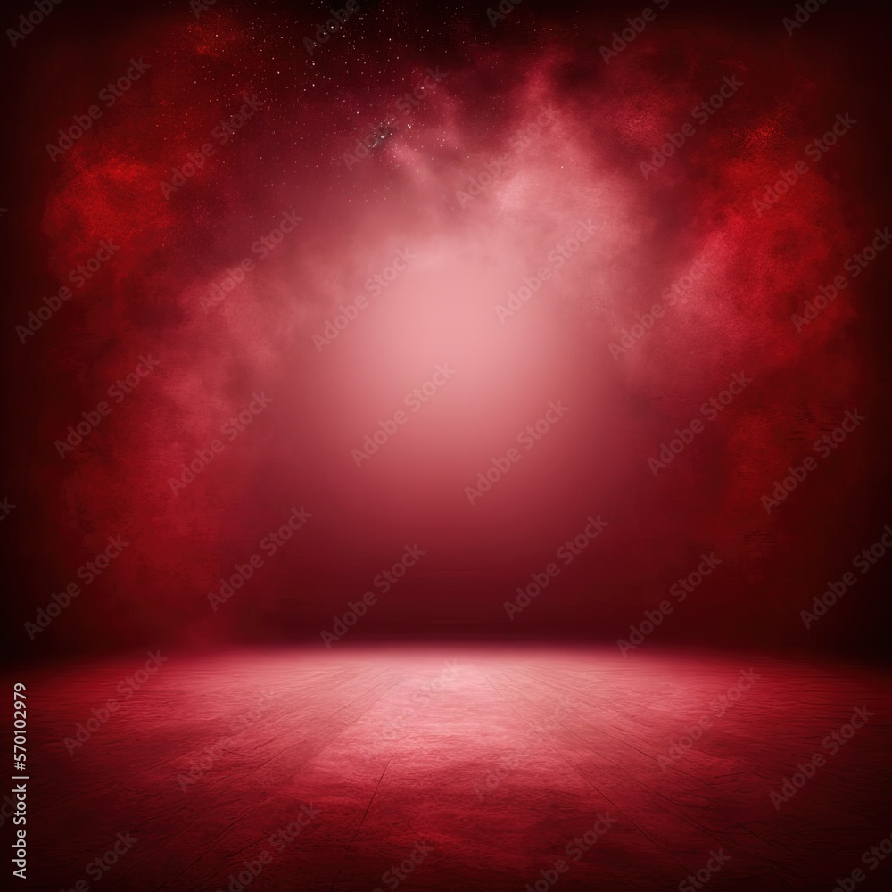 red misty studio background with smoke and spotlight. Stock ...