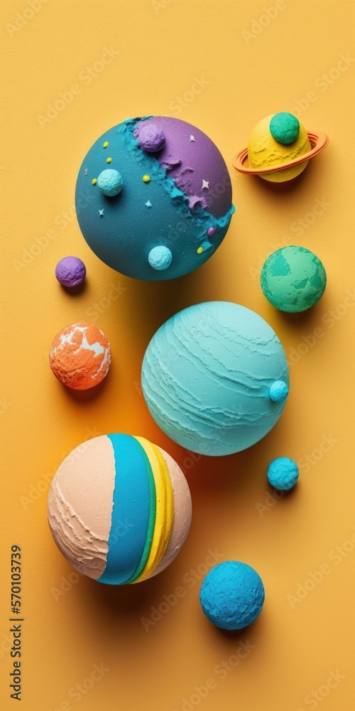 Toy planets from the solar system constructed by a child out of ...