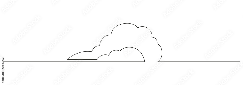 One continuous line drawing of Clouds in the sky. Weather symbol and ...