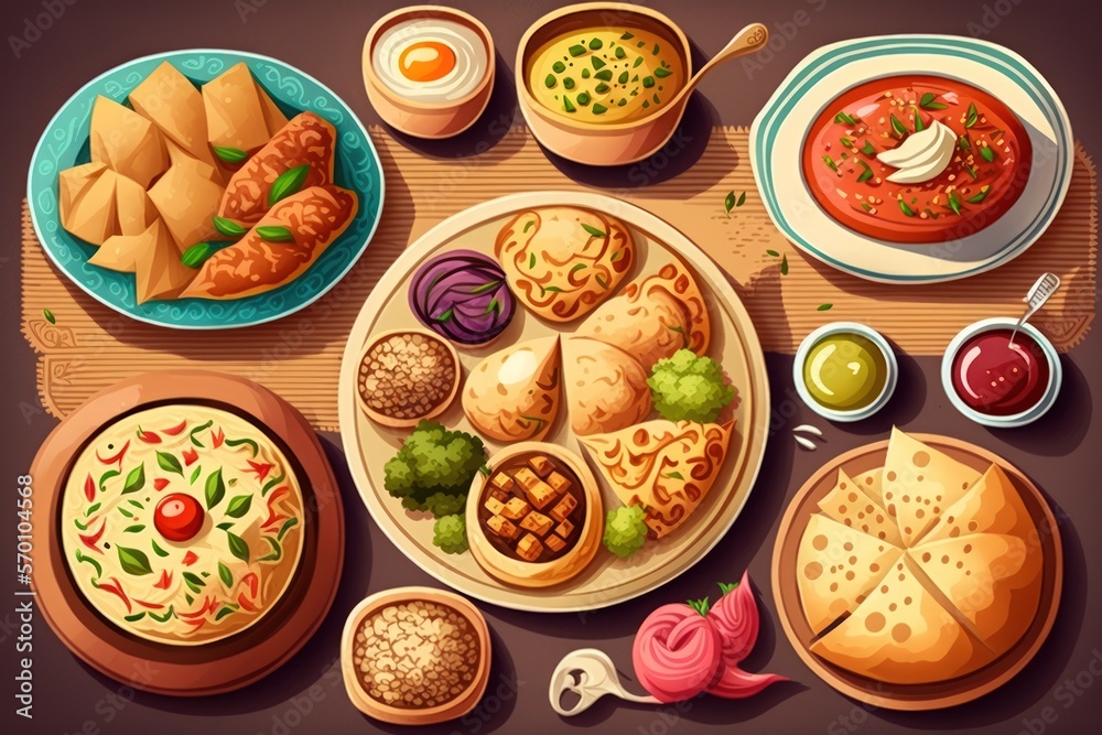 Ramadan Buffet Food Arabic Mezze Selection of Middle Eastern dishes ...