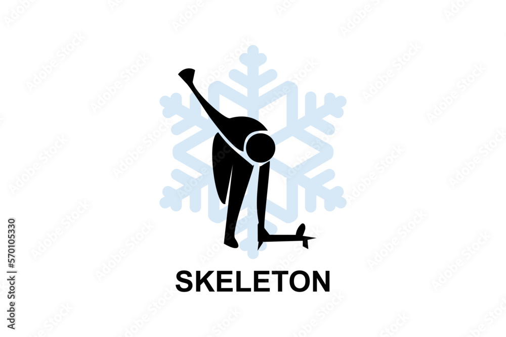 Skeleton sport vector line icon. an athlete playing skeleton. sport ...