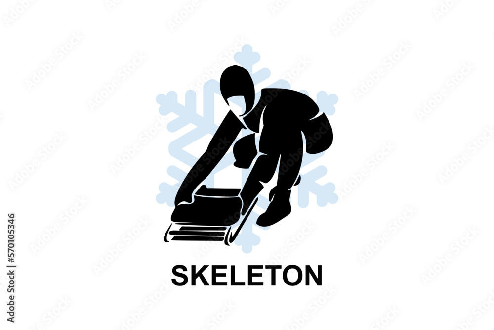 Skeleton sport vector line icon. an athlete playing skeleton. sport ...