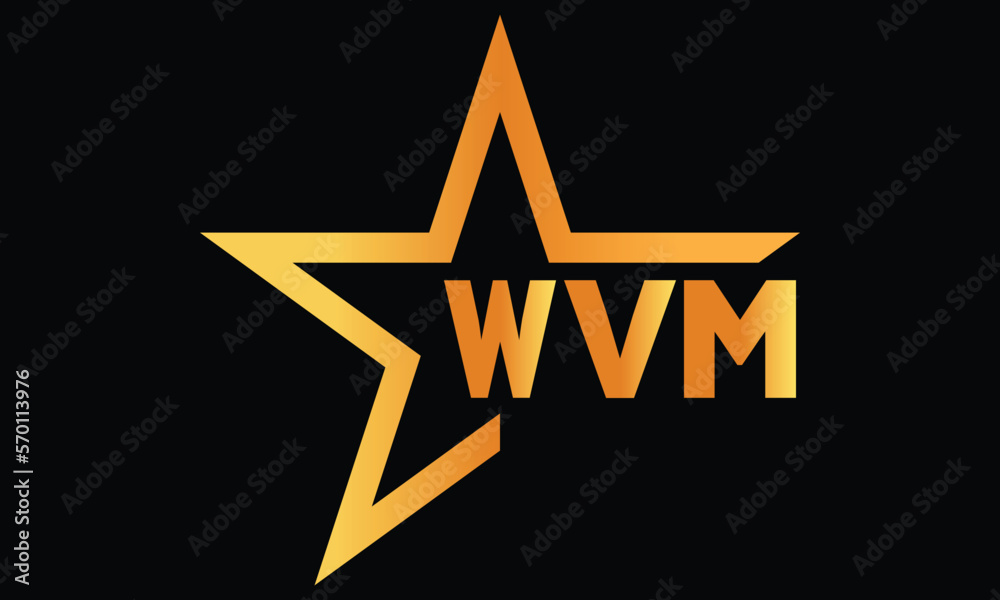 WVM golden luxury star icon three letter logo design vector template ...