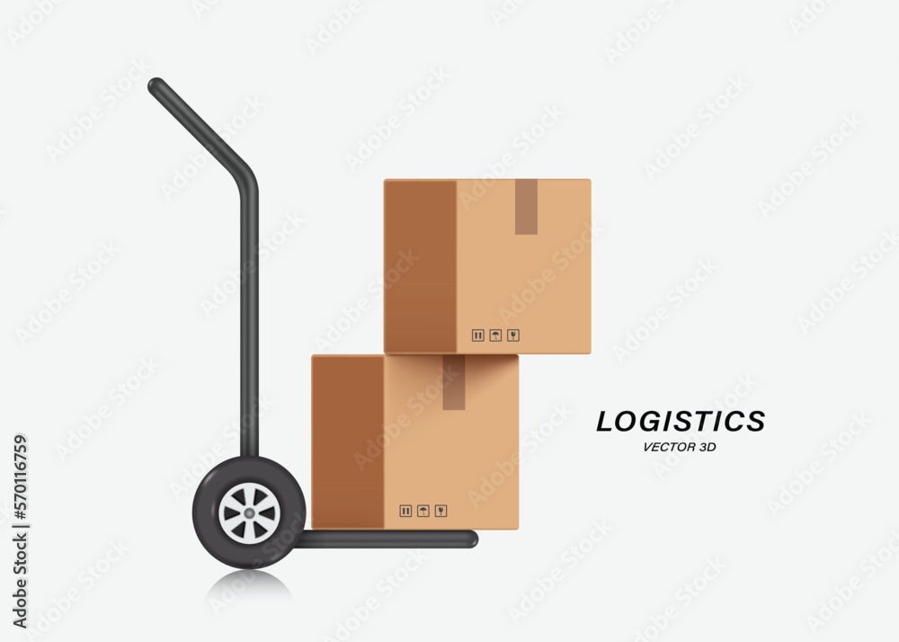Two parcel boxes or cardboard boxes are stacked on top of each other ...