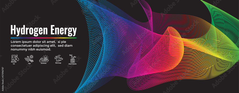 Clean Hydrogen Production with Green Energy Icon Set and Web Header ...