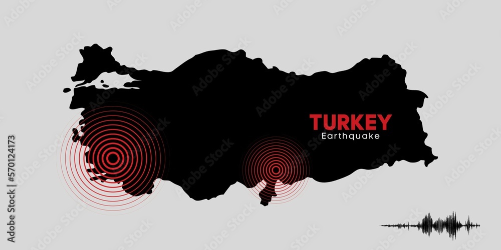 Earthquake epicenter in Turkey's silhouette map representing earthquake ...