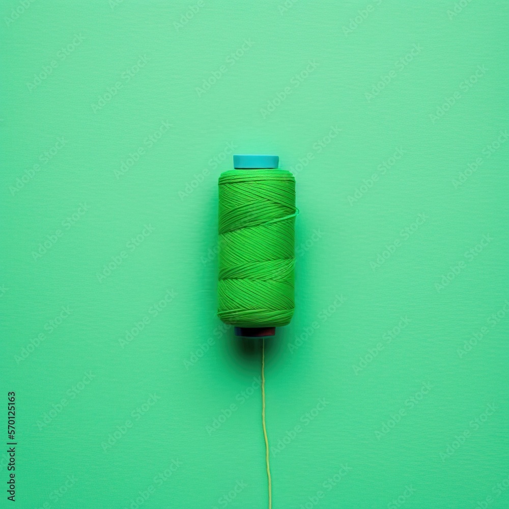 Green thread spool with flat green background simple and minimal ...