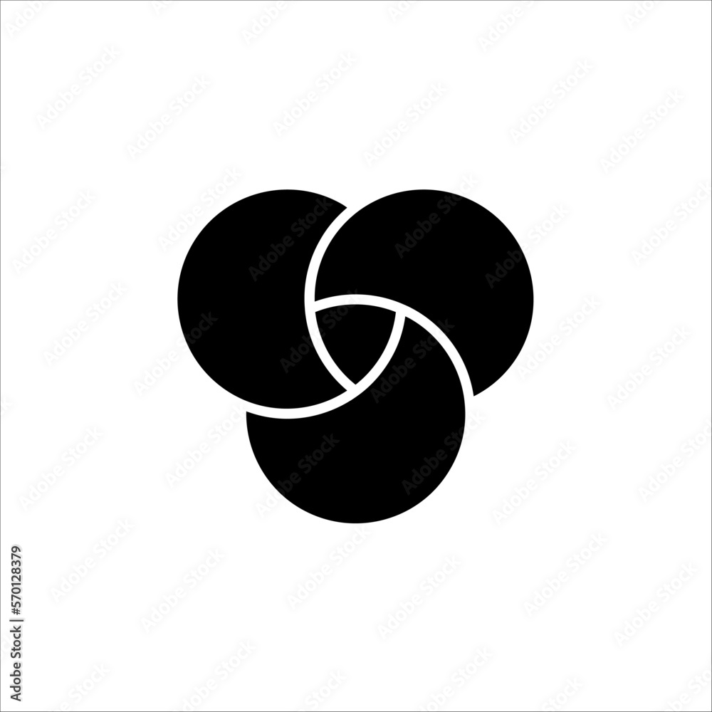 Discrete maths icon. Overlapping circles. Intersection. Venn diagram ...