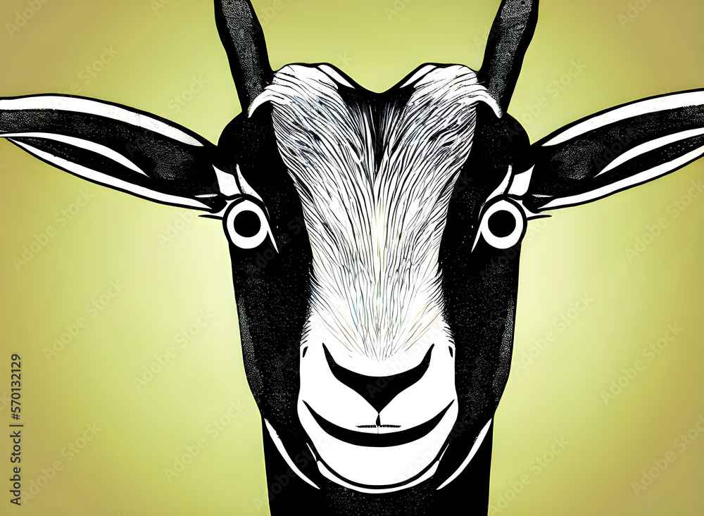 Goat illustration, bright portrait picture of a Goat, low poly ...