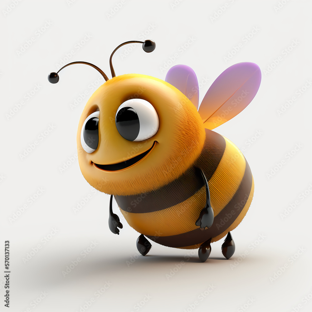 3d bee cartoon isolated white Stock Illustration | Adobe Stock