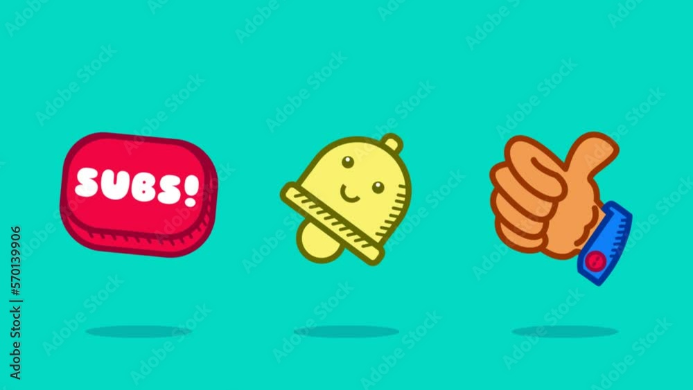 Cute animation of CTA icon, subscribe button, notification bell and ...