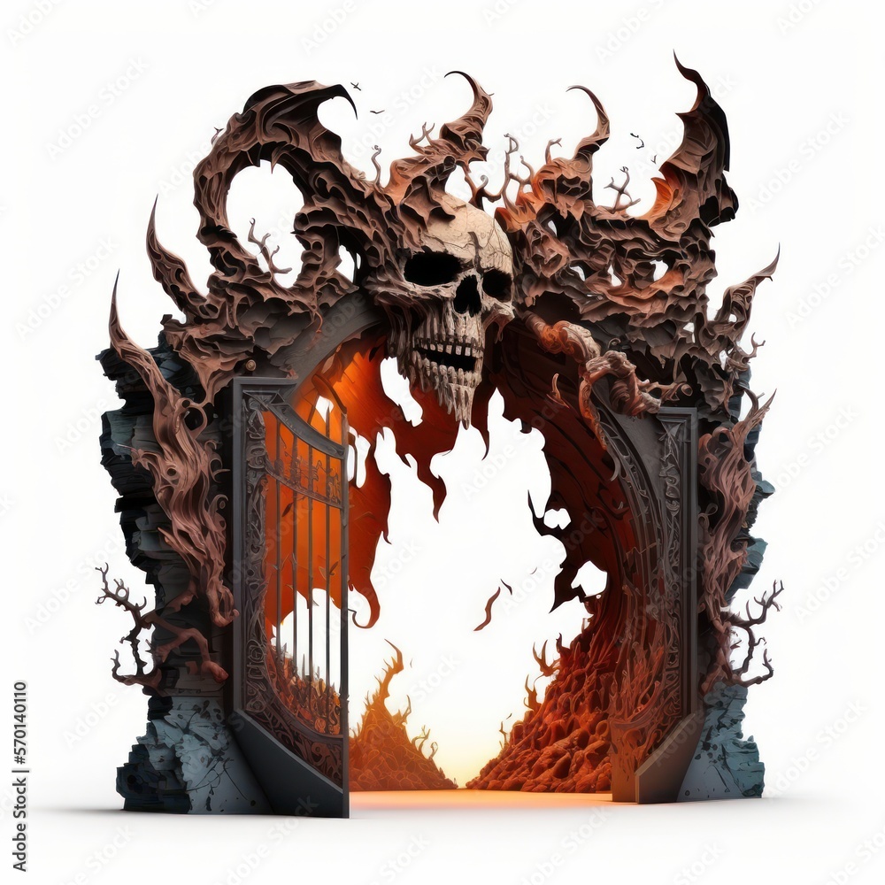 Gates of Hell Hades underworld concept isolated on a white background ...