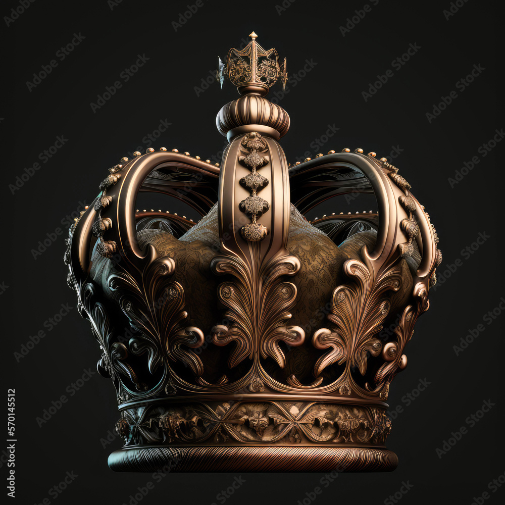 Epic ancient metal royal crown isolated on black background. Stock ...