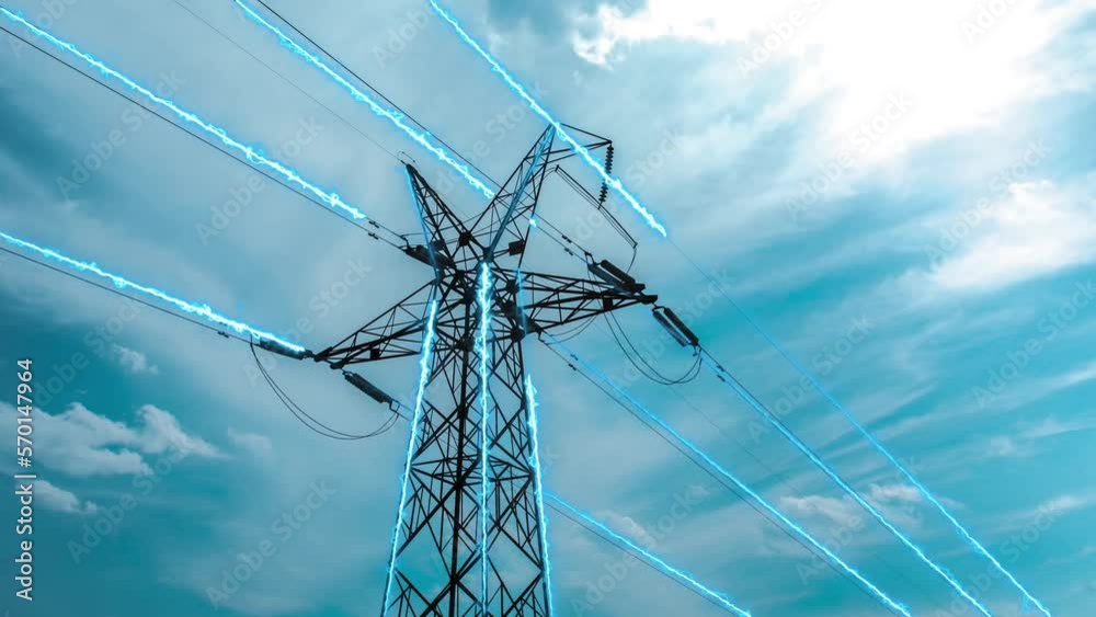 The current flows through the high voltage line， high voltage ，Current ...