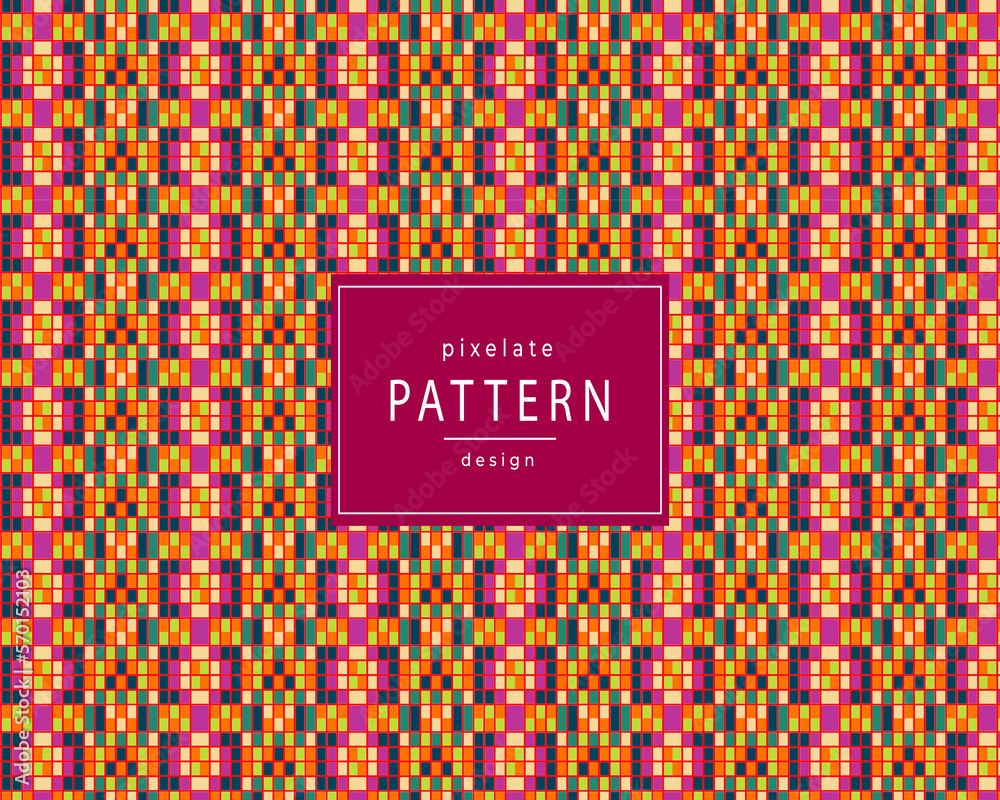 Colorful Pixels Pixelated Seamless Pattern Background Design, Small ...