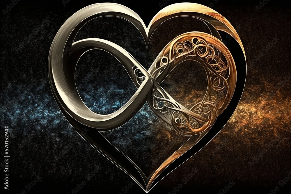 Metallic heart combined with the infinity symbol Stock Illustration ...