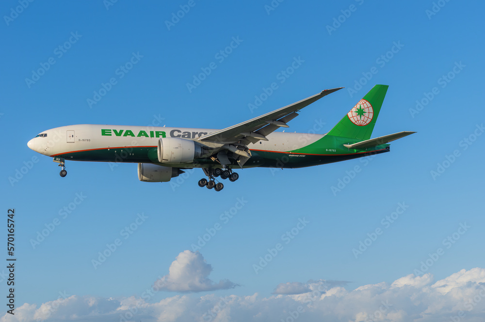 Los Angeles, California, United States: EVA Air Cargo Boeing 777F jet ...