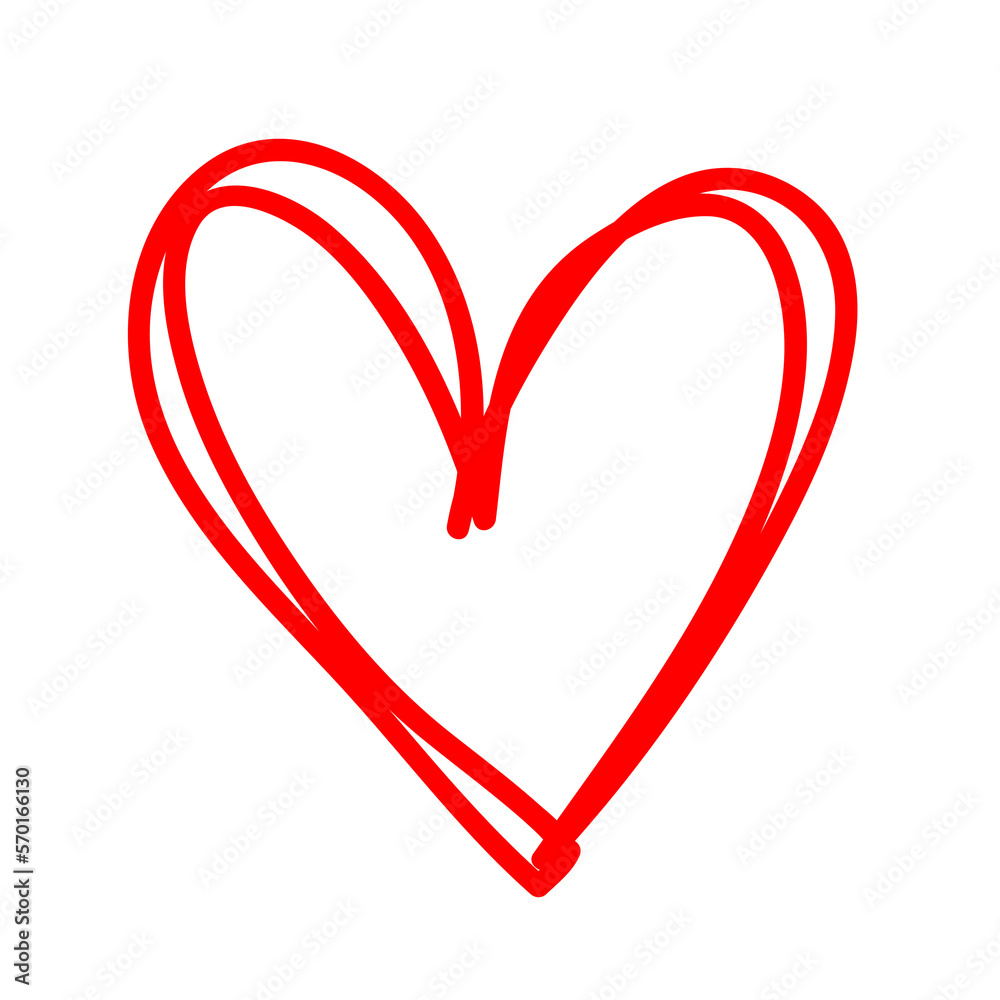 Abstract Red heart isolated on transparent background, painted with ...