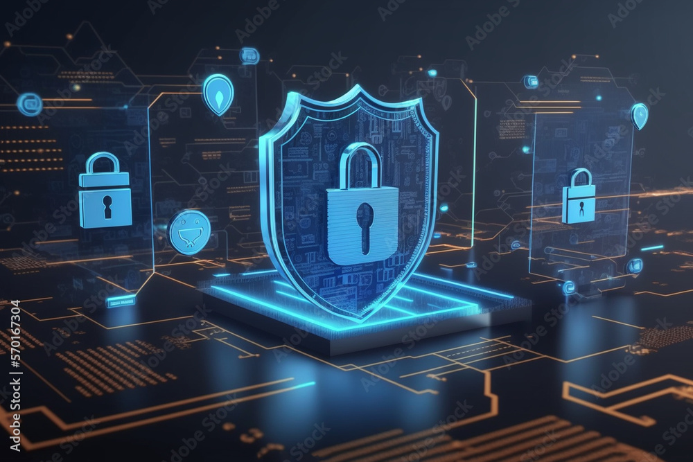 Cyber Security Digital Technology Background Illustration. Protection ...