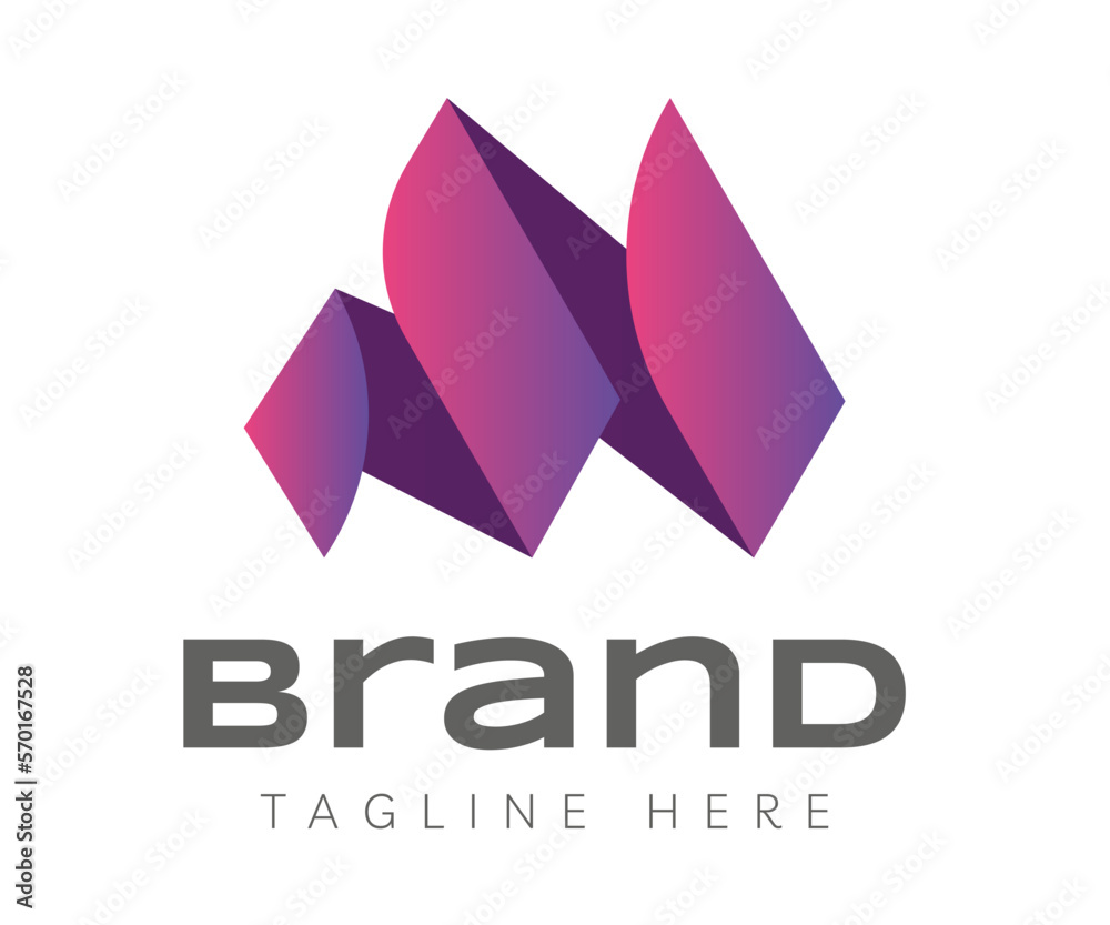 Letter M logo icon design template elements. Initial letter M in pink ...