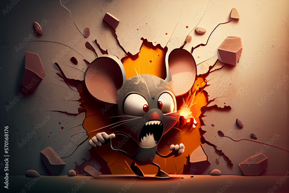 Angry Mouse Wearing Hat Artwork, The Miniature Mouse showing Anger ...