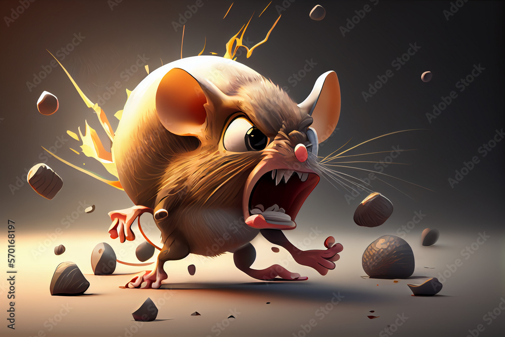 Angry Mouse Wearing Hat Artwork, The Miniature Mouse showing Anger ...