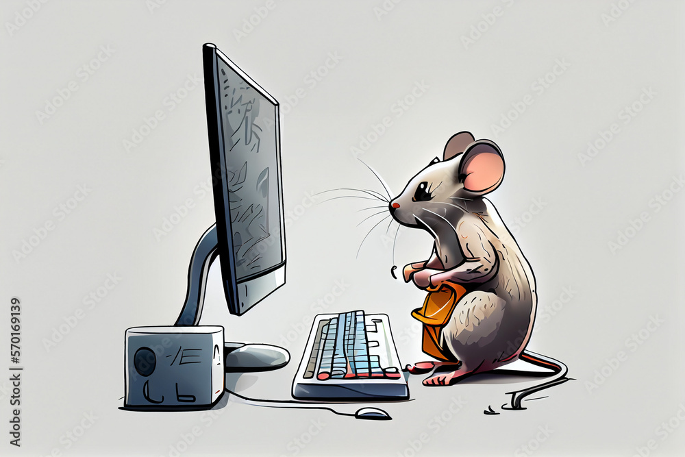 Mouse at work, The Miniature Mouse showing computer skills, Concept Art ...