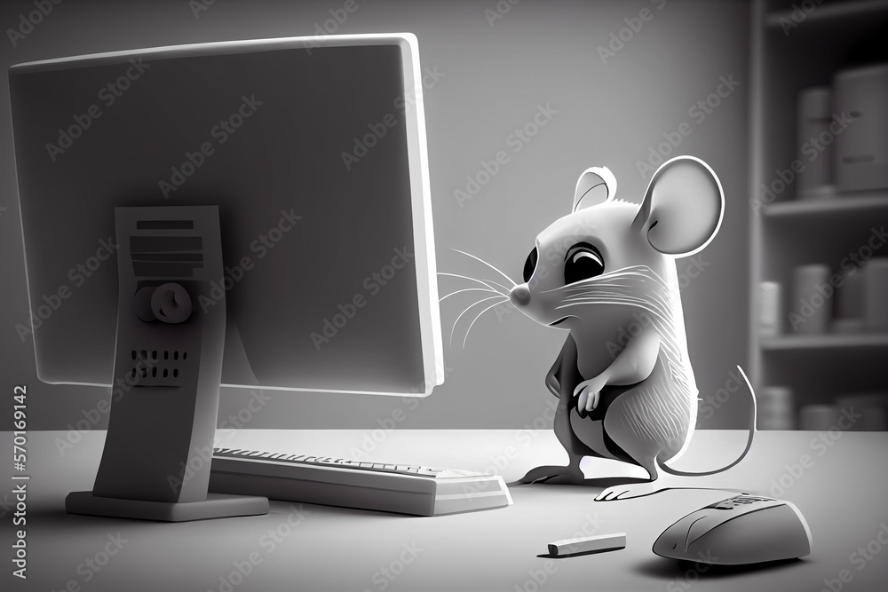 Mouse at work, The Miniature Mouse showing computer skills, Concept Art ...