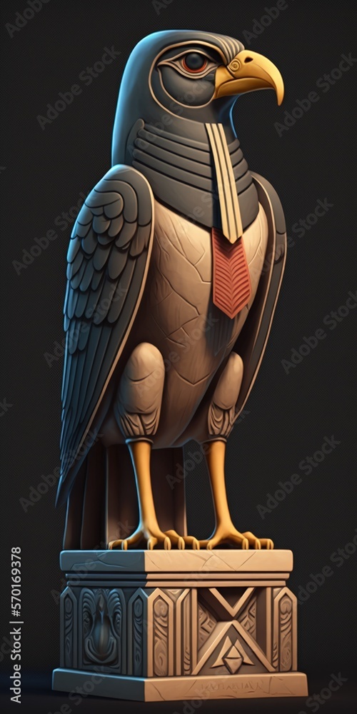 Horus the falcon deity is depicted in an ancient Egyptian statue in the ...