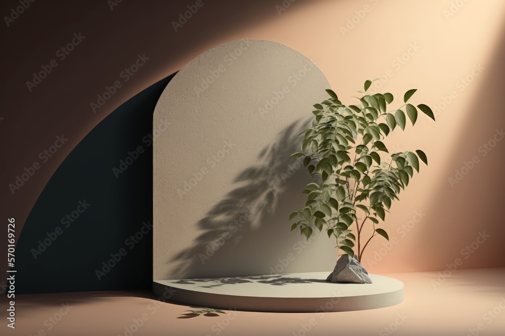 Natural podium with light colored stucco backdrop. Discreet background ...