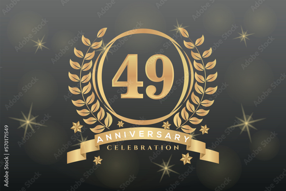 49th anniversary celebration background. Golden numbers with gold ...