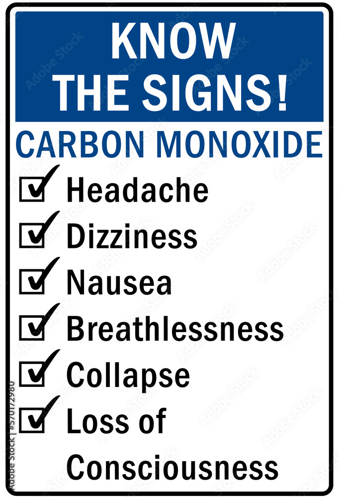 Carbon monoxide sign and labels the signs of carbon monoxide poisoning ...