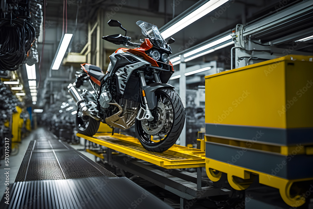 Conveyor for assembly and quality control of motorcycle products of a ...