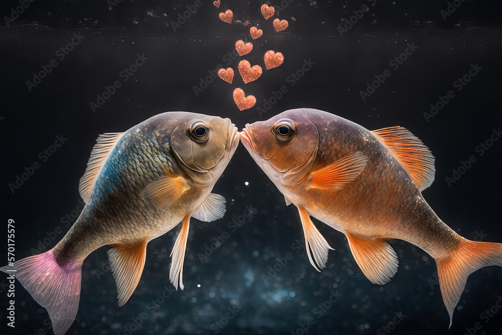 Pareja de peces enamorados, celebración del día de San Valentín, Imagen ...