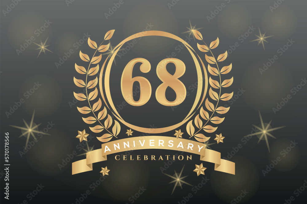 68th anniversary celebration background. Golden numbers with gold ...