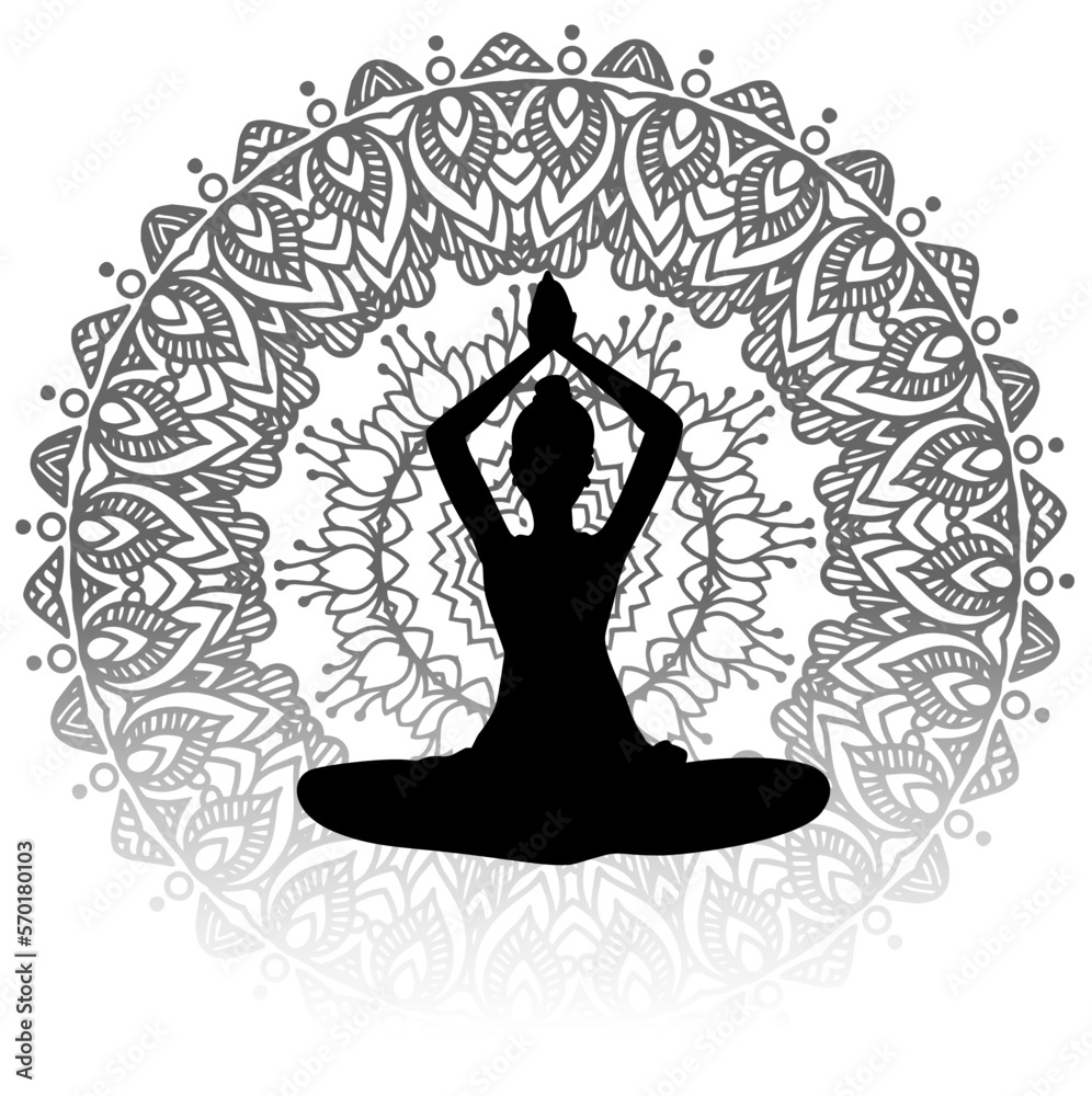 world yoga day pose with mandala poster design Stock Vector | Adobe Stock