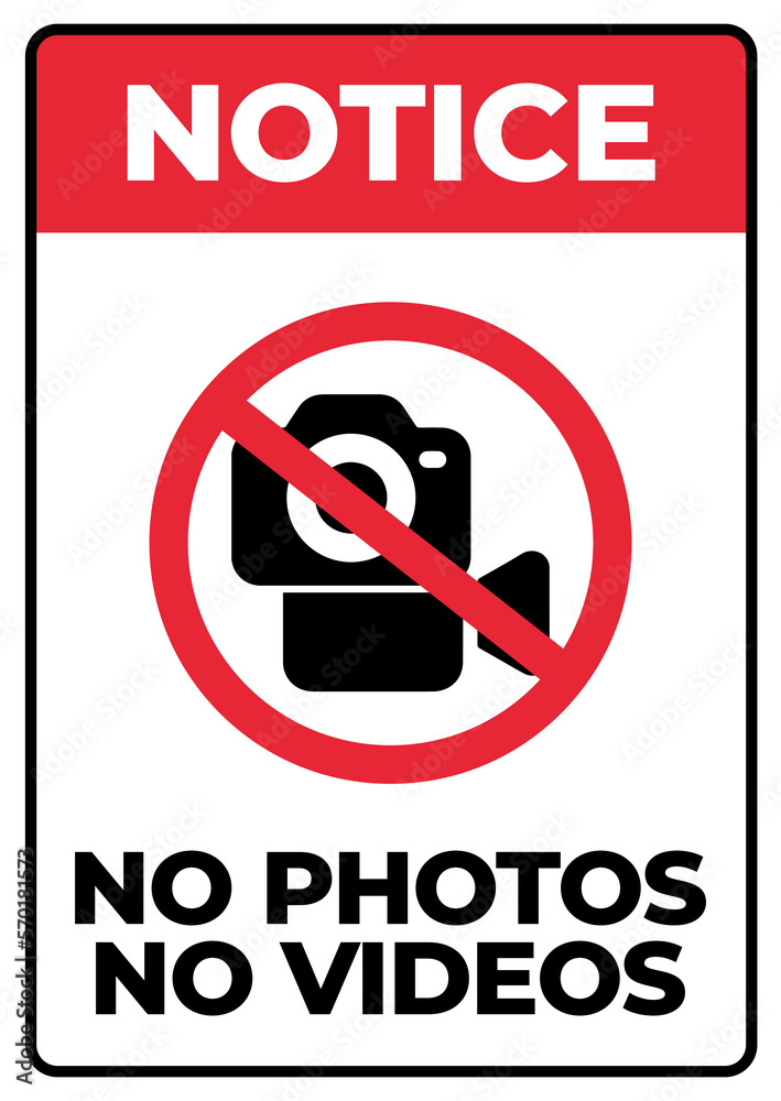 No photos notice sign board printable vector Stock Vector | Adobe Stock