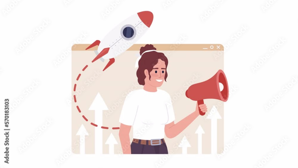 Animated good marketing campaign. Startup launch announcement. Social ...