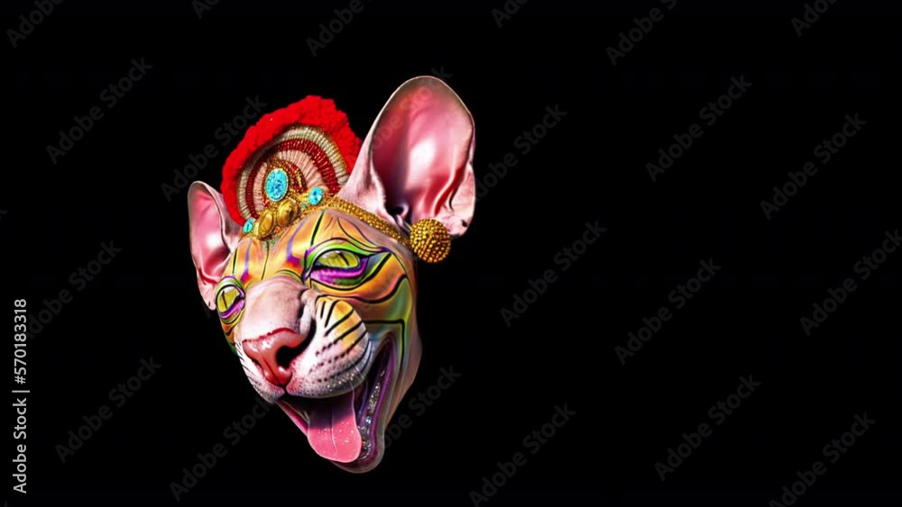 Seamless animation crazy Sphynx cat with makeup isolated with alpha ...