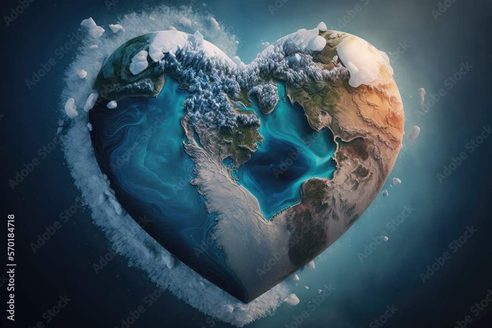 Heart shaped earth. Love and save our planet. Earth Day or Environment ...