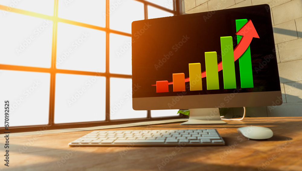 Business chart on the office computer screen. Stock Illustration ...