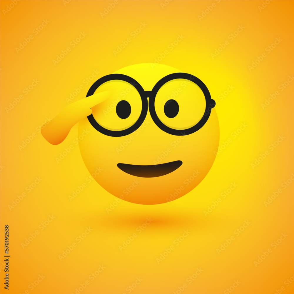 Saluting Face with Glasses - Happy Emoji Icon Design - Yellow Face ...