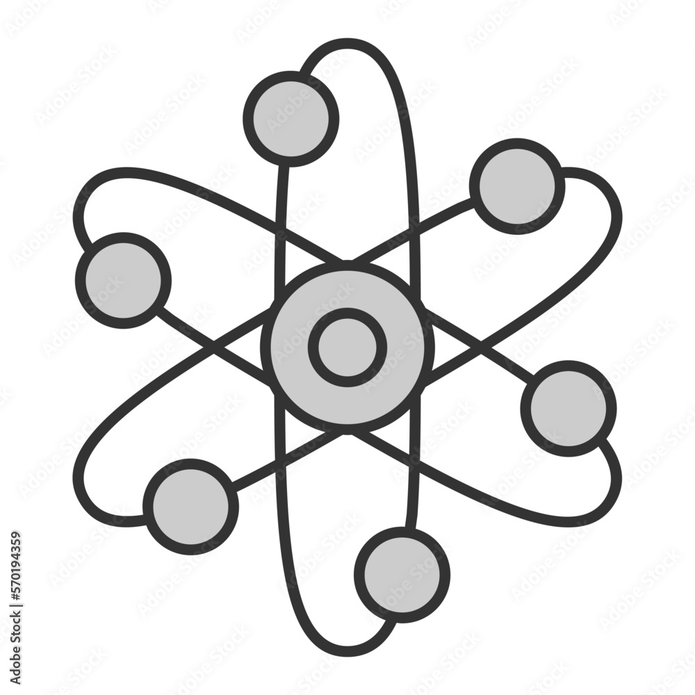 Structural model of the atom - icon, illustration on white background ...