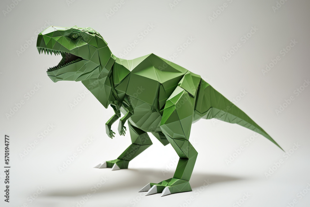 Tyrannosaurus rex dinosaur, T-Rex made from paper art collage - Origami ...